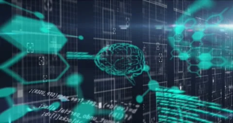 Human brain, chemical structures and dat... | Stock Video | Pond5