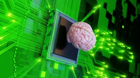 Human brain model on a microchip with gl... | Stock Video | Pond5