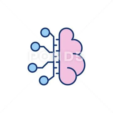 Human Brain with Neuron Connections vector colored icon ~ Clip Art ...