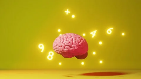 Human brain numbers math symbols yellow ... | Stock Video | Pond5