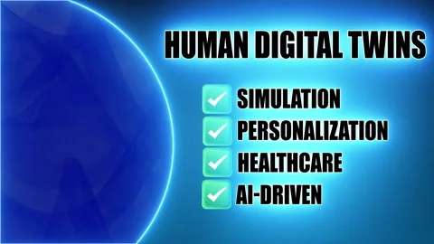 Human Digital Twins - Neon text on blue ... | Stock Video | Pond5