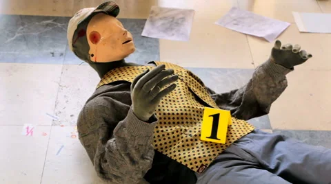 Human doll on the crime scene reconstruc... | Stock Video | Pond5