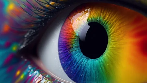 Human eye in rainbow colors looping back... | Stock Video | Pond5
