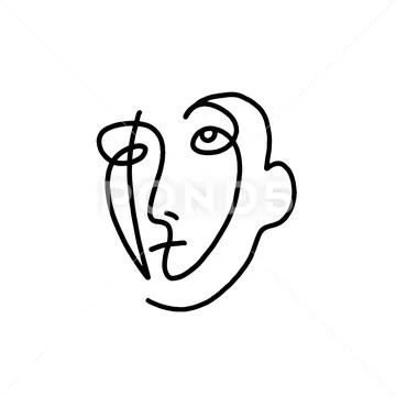 Human face continuous line drawing Illustration #260463432