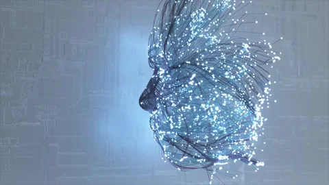 Human face emerges from neon particles a... | Stock Video | Pond5