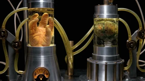 human hand, brain and eye with blood cap... | Stock Video | Pond5