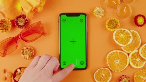 Human hand swipe and tap phone with gree... | Stock Video | Pond5