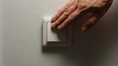 Human hand turn off a power button on a ... | Stock Video | Pond5