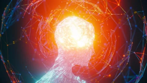 Human head form made of connections, AI ... | Stock Video | Pond5