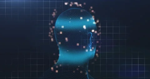 Human head model spinning against grid l... | Stock Video | Pond5