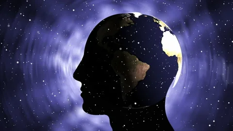 Human Head Silhouette with earth rotatio... | Stock Video | Pond5