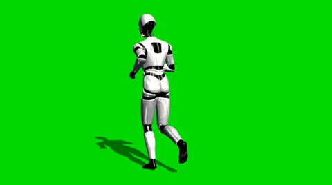 Human I-Robot run - seperated on green s... | Stock Video | Pond5