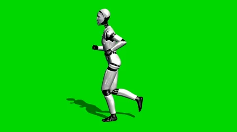 Human I-Robot run - seperated on green s... | Stock Video | Pond5