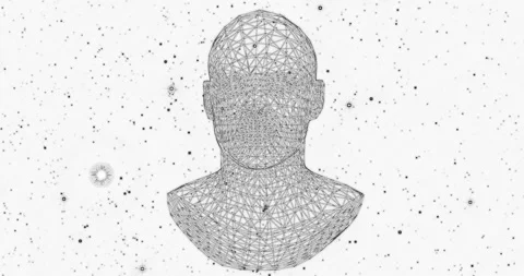 Human male head mesh rotating along star... | Stock Video | Pond5