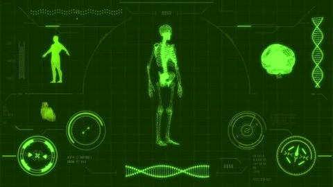 Human skeleton scan. Futuristic medical ... | Stock Video | Pond5