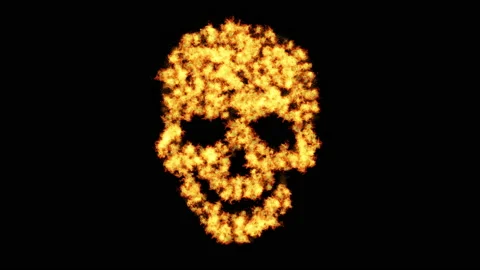 Human skull burning flames animation | Stock Video | Pond5