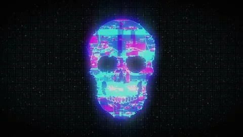 Human Skull on Digital Old TV Screen, Gl... | Stock Video | Pond5