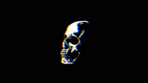 Human skull with glitch effect on black ... | Stock Video | Pond5