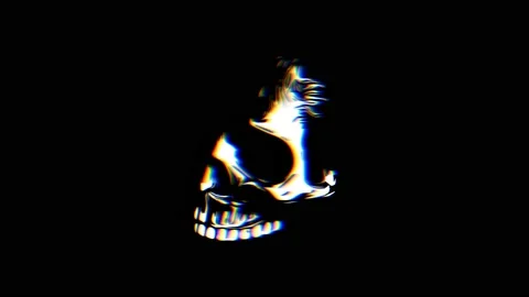 Human skull with glitch effect on black ... | Stock Video | Pond5