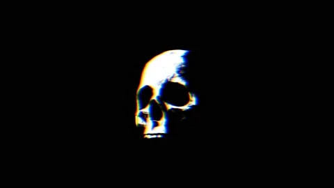 Human skull with glitch effect on black ... | Stock Video | Pond5