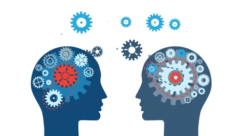 Human two heads with gears. Artificial i... | Stock Video | Pond5