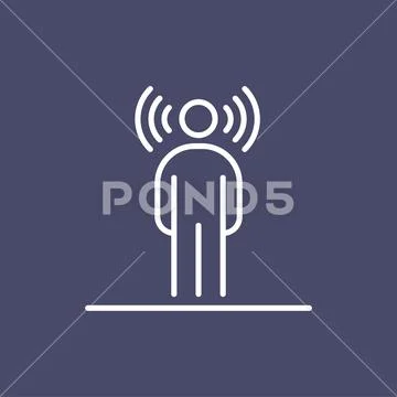 Human wireless radio waves around head business people icon simple line ...