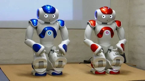 Humanoid Autonomous Robots Looking Aroun... | Stock Video | Pond5