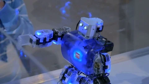 Humanoid robot dancing at robotic show | Stock Video | Pond5