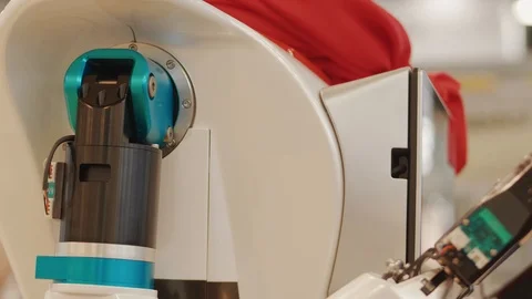 Humanoid robot with display on chest tur... | Stock Video | Pond5