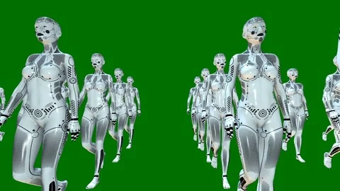 Humanoid robots marching, army of androi... | Stock Video | Pond5