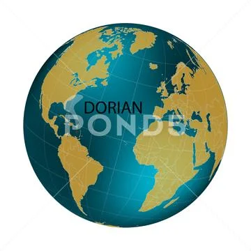 Hurricane Dorian. Florida's east coast. World map. Illustration EPS 10 ...