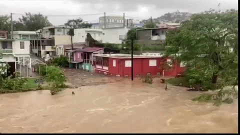 Hurricane Fiona swamps Puerto Rico, knoc... | Stock Video | Pond5