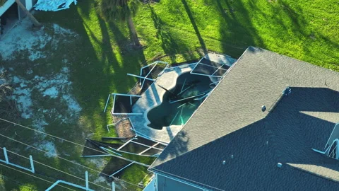 Hurricane Ian destroyed swimming pool la... | Stock Video | Pond5