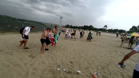 hurricane with lightning, people run awa... | Stock Video | Pond5