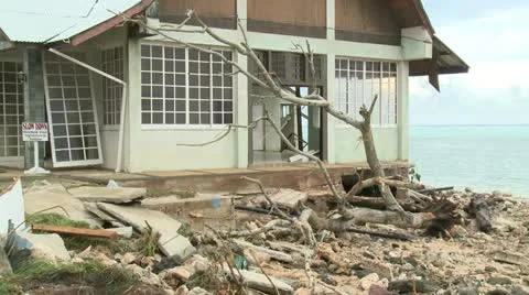 Hurricane Storm Surge Damage To Building | Stock Video | Pond5