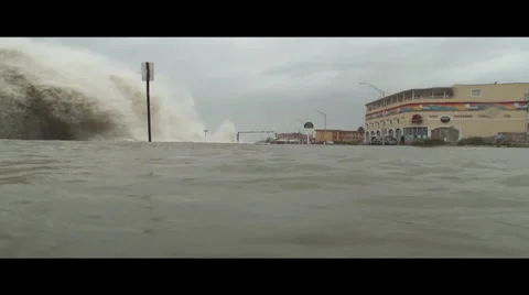 hurricane storm surge floods city | Stock Video | Pond5