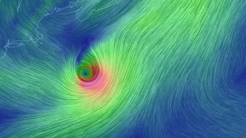 Hurricane typhoon wind field visual in A... | Stock Video | Pond5