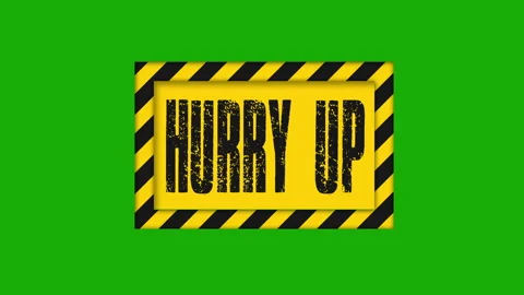 hurry up road warning sign striped anima... | Stock Video | Pond5