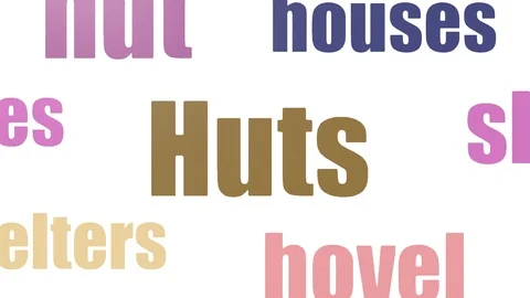 Huts Word Cloud Animated On White Backgr... | Stock Video | Pond5