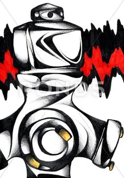 Hydrant water hose drawing sketch art handmade: Graphic #53119233