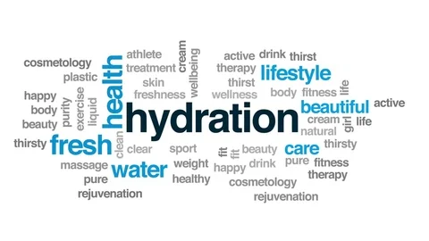 Hydration animated word cloud, text desi... | Stock Video | Pond5