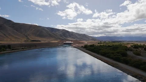 Hydro canals at Ohau C power station of ... | Stock Video | Pond5