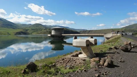 Hydro power water intake tower at Katse ... | Stock Video | Pond5
