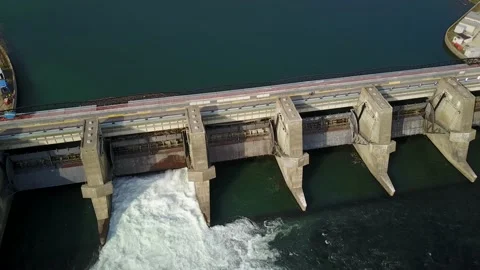 Hydroelectric Dam With Closed Spillways ... | Stock Video | Pond5