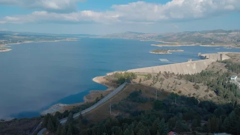 Hydroelectric Dam with floating solar pa... | Stock Video | Pond5