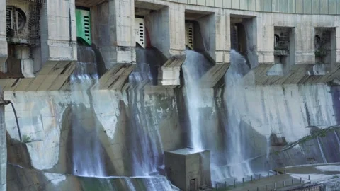 Hydroelectric power plant. Water stream ... | Stock Video | Pond5