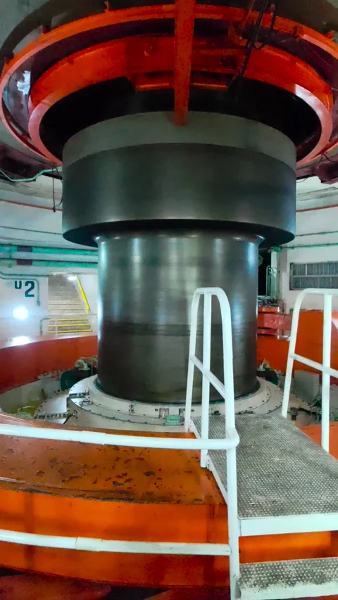 Hydroelectric turbine spinning inside It... | Stock Video | Pond5