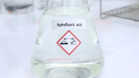 Hydrofluoric acid, Hazardous chemicals a... | Stock Video | Pond5