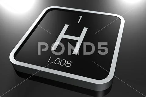 Hydrogen element from periodic table on black square block Illustration ...