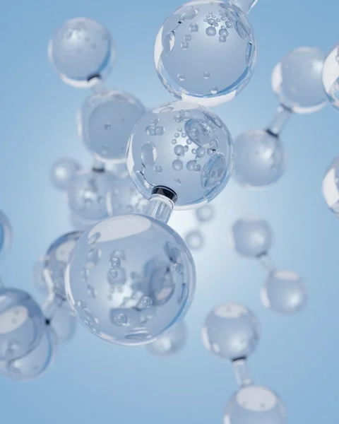 Hydrogen molecule on blue background | Stock Video | Pond5